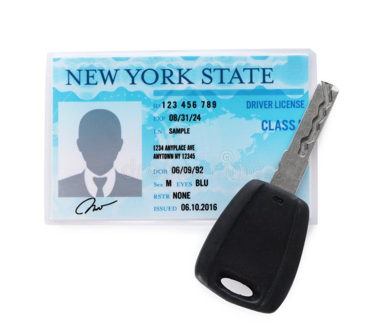 American Driving License and Car Key on White Background Stock Image ...