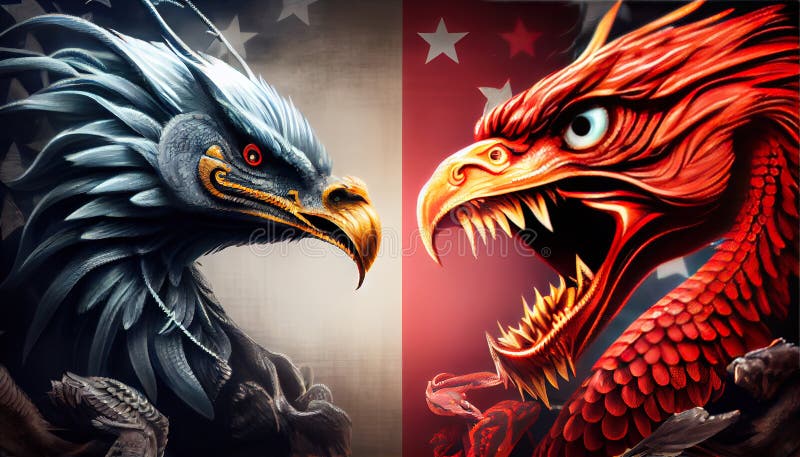 American Eagle Against Chinese Dragon Concept Stock Illustration ...