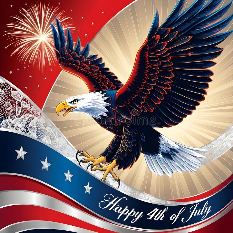 American Eagle with Flag - 4th Jule Stock Illustration - Illustration ...
