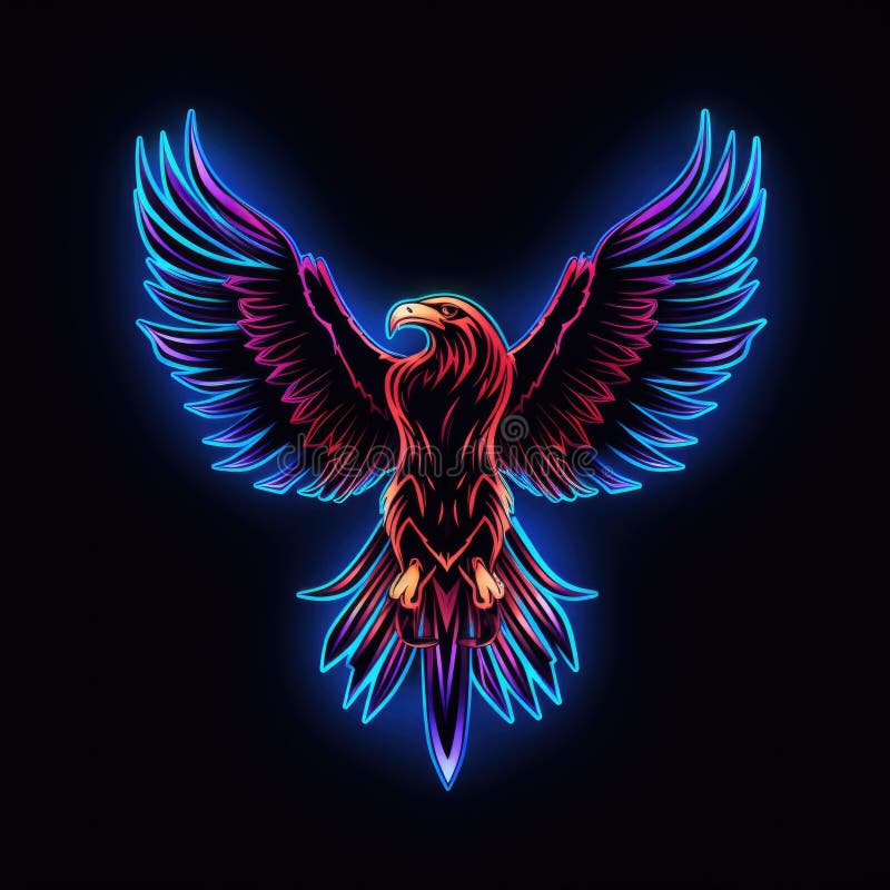 American Eagle. Neon Outline Icon with a Light Effect Stock ...