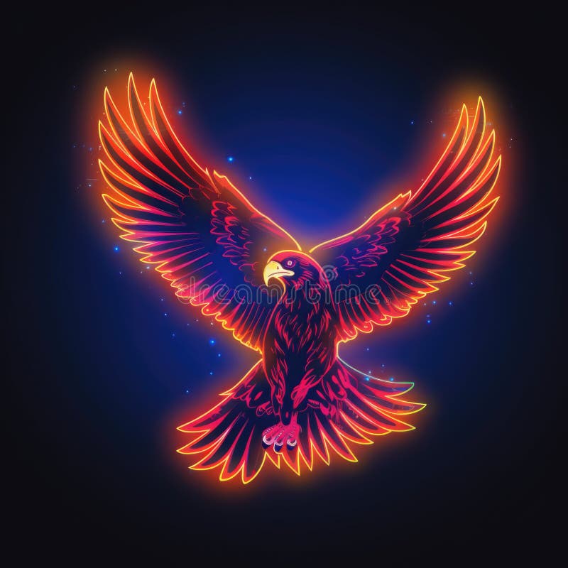 American Eagle. Neon Outline Icon with a Light Effect Stock ...