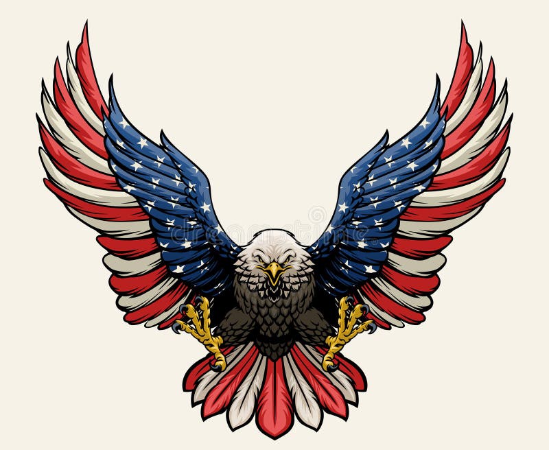 American Eagle Spread the Wings with American Flag Color Stock Vector ...
