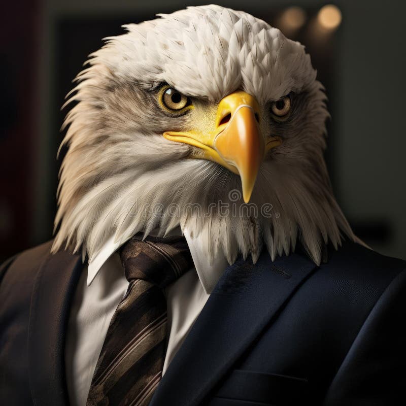 Eagle in suit and tie stock photo. Image of bird, rounds - 298610526
