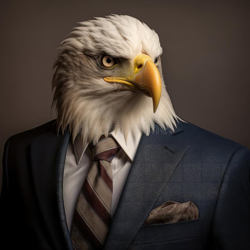 Eagle in suit and tie stock image. Image of bird, anthropomorphism ...