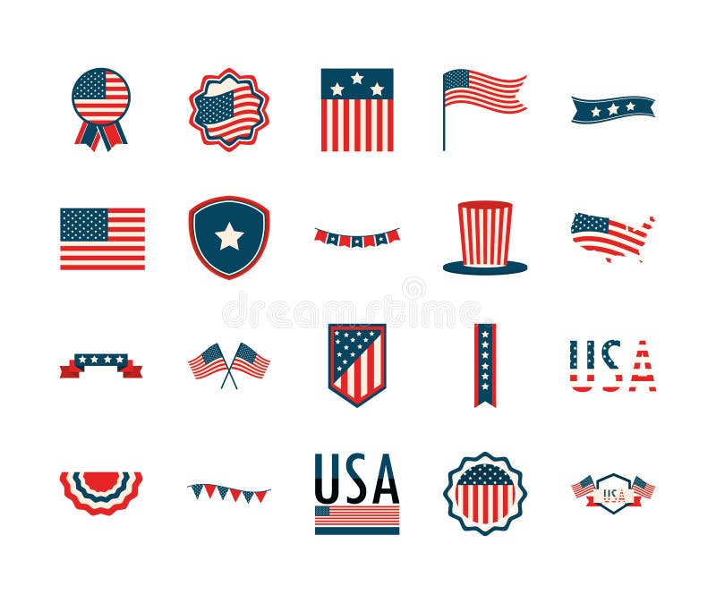 American emblems flags stock vector. Illustration of badge - 220293251