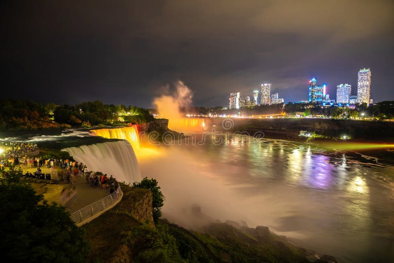 American Falls, Niagara Falls at Night Stock Photo - Image of america ...