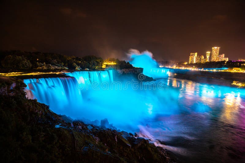 American Falls, Niagara Falls at Night Stock Photo - Image of united ...