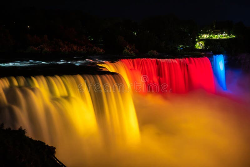 American Falls, Niagara Falls at Night Stock Photo - Image of shore ...