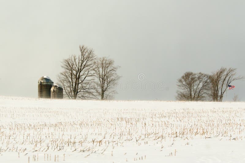 American Farm Field in Snow Stock Photo - Image of winter, farm: 75687614