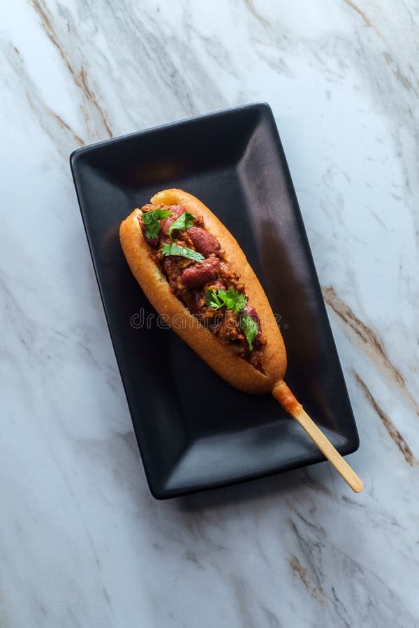 American Chili Corn Dog stock image. Image of cuisine - 174494043