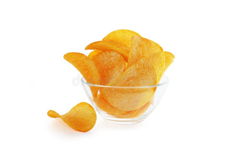 Scattered Chips on White Background Stock Photo - Image of snack, food ...