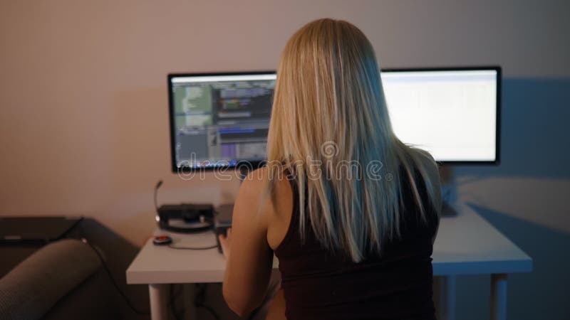 American Female Programmer Works at Home Stock Footage - Video of ...