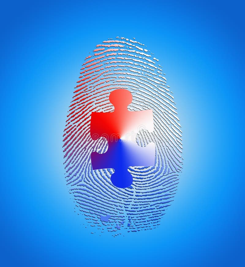 American Fingerprint with Puzzle Stock Illustration - Illustration of ...