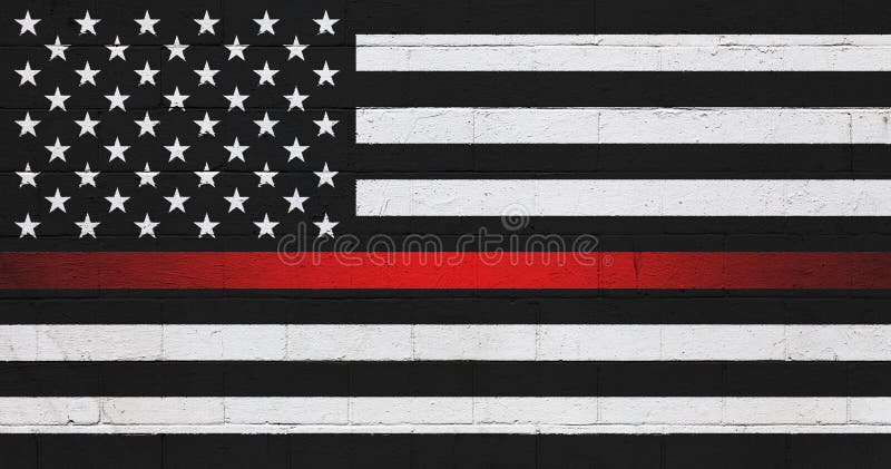 American Firefighter Support Flag Painted on a Wall Stock Image - Image ...