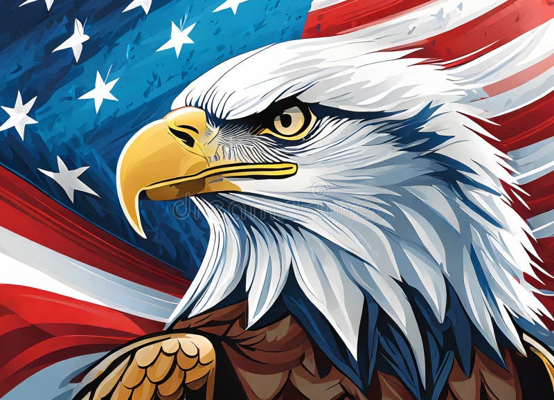 American Flag with Bald Eagle Stock Illustration - Illustration of ...