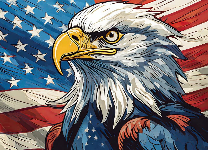 American Flag with Bald Eagle Stock Illustration - Illustration of ...