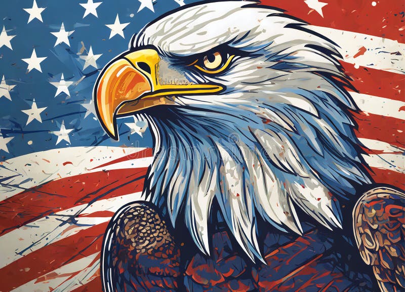 American Flag with Bald Eagle Stock Illustration - Illustration of ...