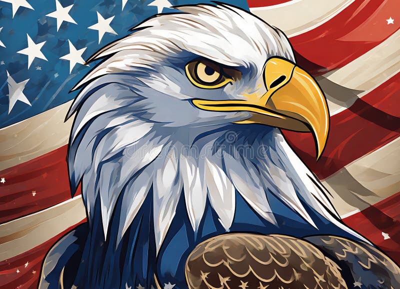 American Flag with Bald Eagle Stock Image - Image of government, hawk ...