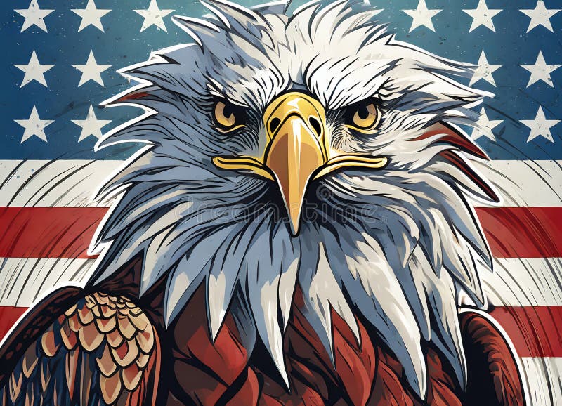 American Flag with Bald Eagle Stock Image - Image of hawk, wildlife ...