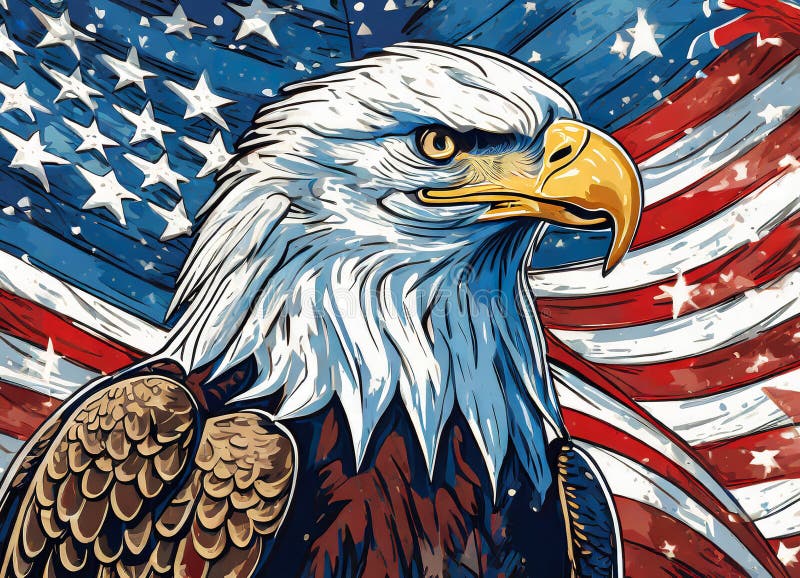 American Flag with Bald Eagle Stock Photo - Image of flight, freedom ...