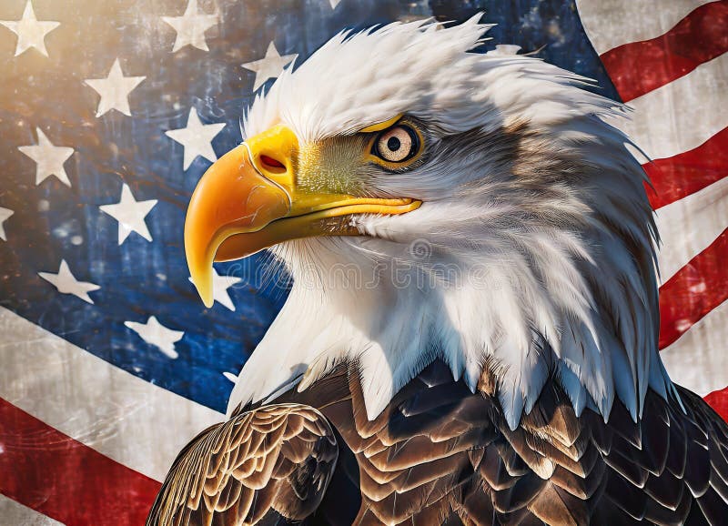 American Flag with Bald Eagle Stock Image - Image of falcon ...