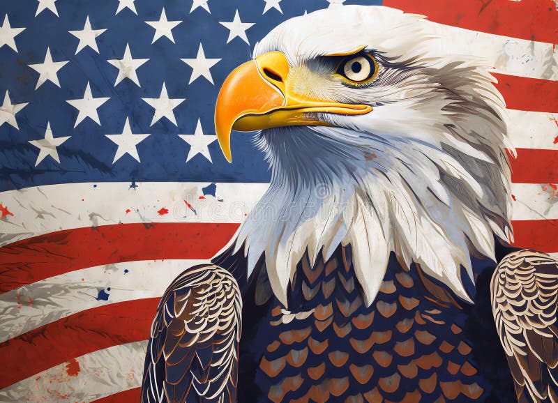 American Flag with Bald Eagle Stock Illustration - Illustration of ...
