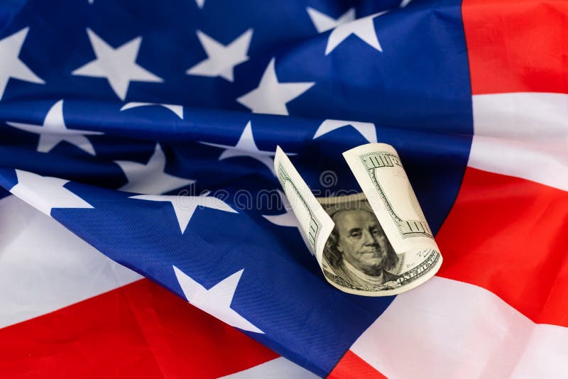 American Flag and Banknotes USD Currency Money Stock Image - Image of ...