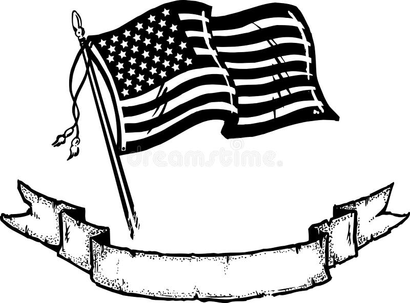 American Flag Pencil Drawing