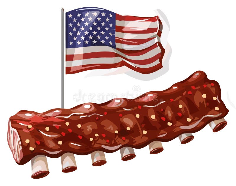 American Flag BBQ Ribs Sticker Stock Illustration - Illustration of ...