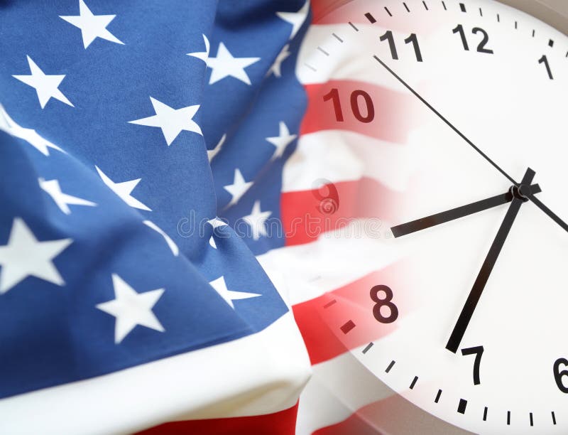 USA flag and clock stock photo. Image of states, punctual - 109636848