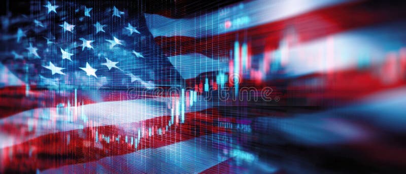 The American Flag Blending with Financial Market Trends and Data ...