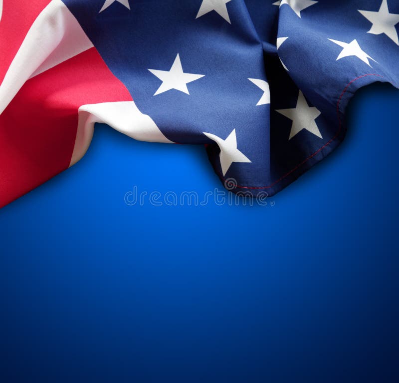 American flag on blue stock photo. Image of symbol, macro - 113597602