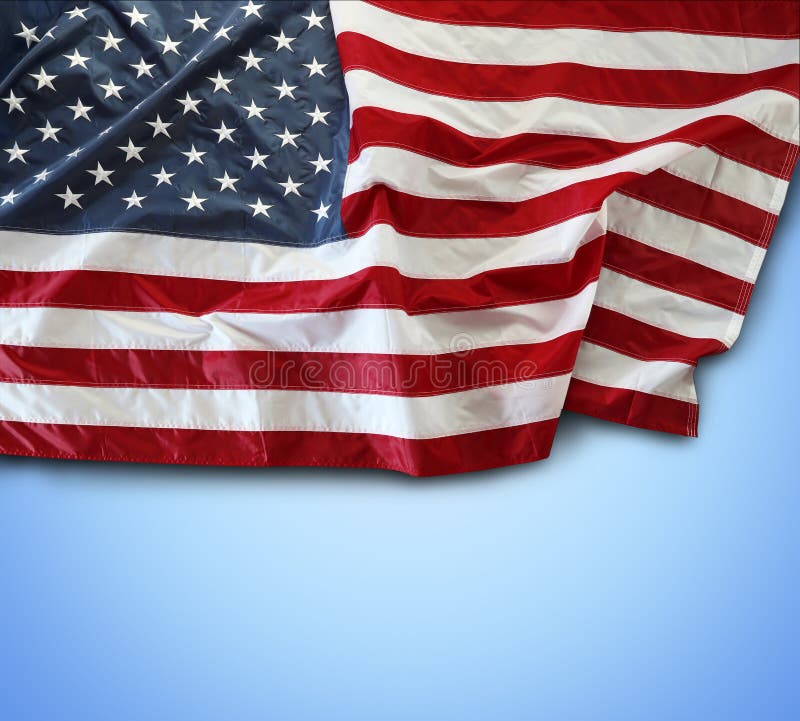 American flag on blue stock image. Image of rippled - 197805977