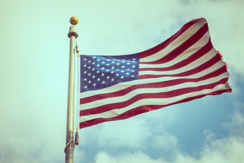 American flag on blue sky stock photo. Image of pride - 71062888