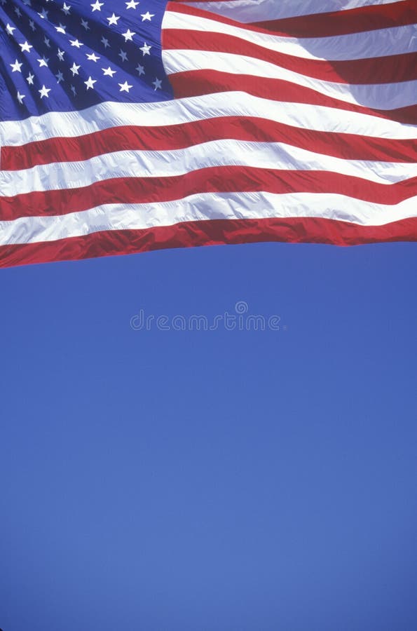 American Flag and Blue Sky, United States Stock Photo - Image of ...