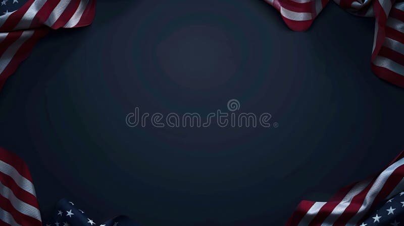 American Flag Border on Dark Blue Background Stock Illustration ...