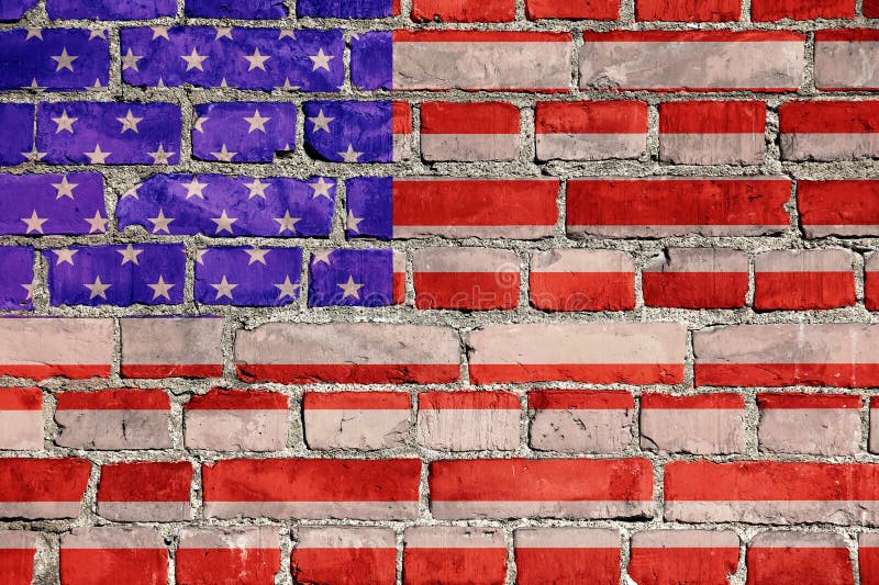 American flag on brick stock photo. Image of retro, american - 189929734