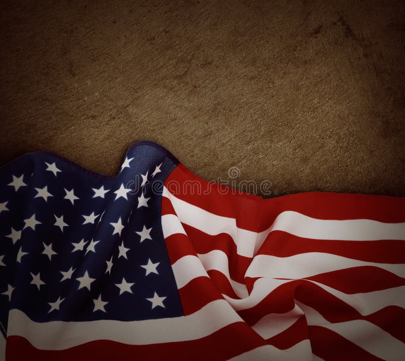 USA Flag On Brown Wooden Board Scene Stock Image - Image of american ...