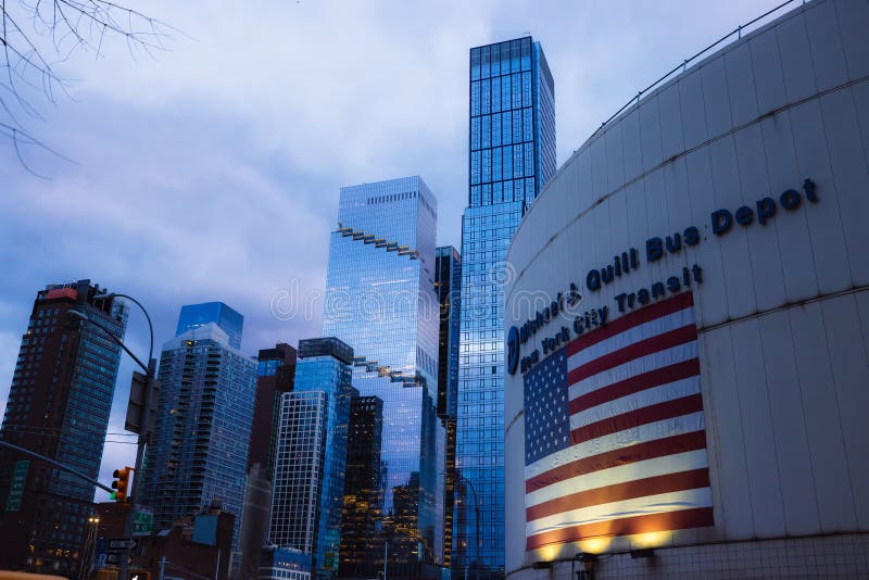 An American Flag on the Bus Depot at Hudson Yards Editorial Stock Photo ...