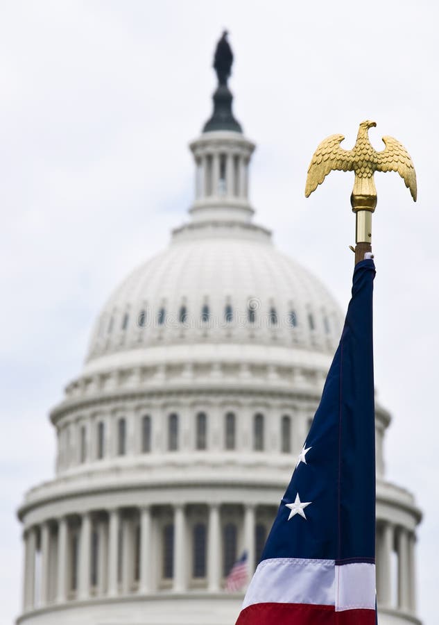 American Flag and Capitol Building Stock Image - Image of house, dome ...
