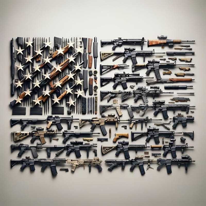 American Flag Composed of Various Firearms and a Flag, Surrounded by a ...