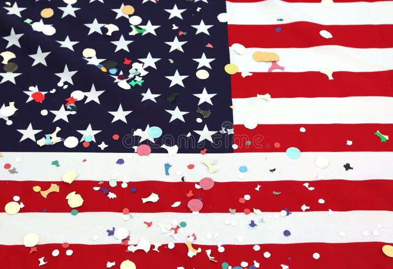 American Flag with Confetti Stock Image - Image of flag, united: 89021333