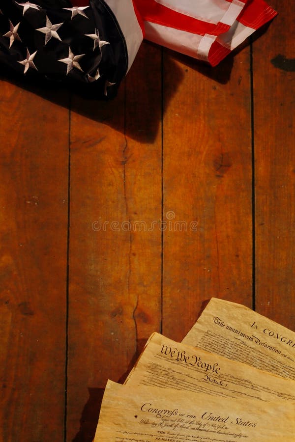 The American Flag and the Constitution Stock Image - Image of court ...