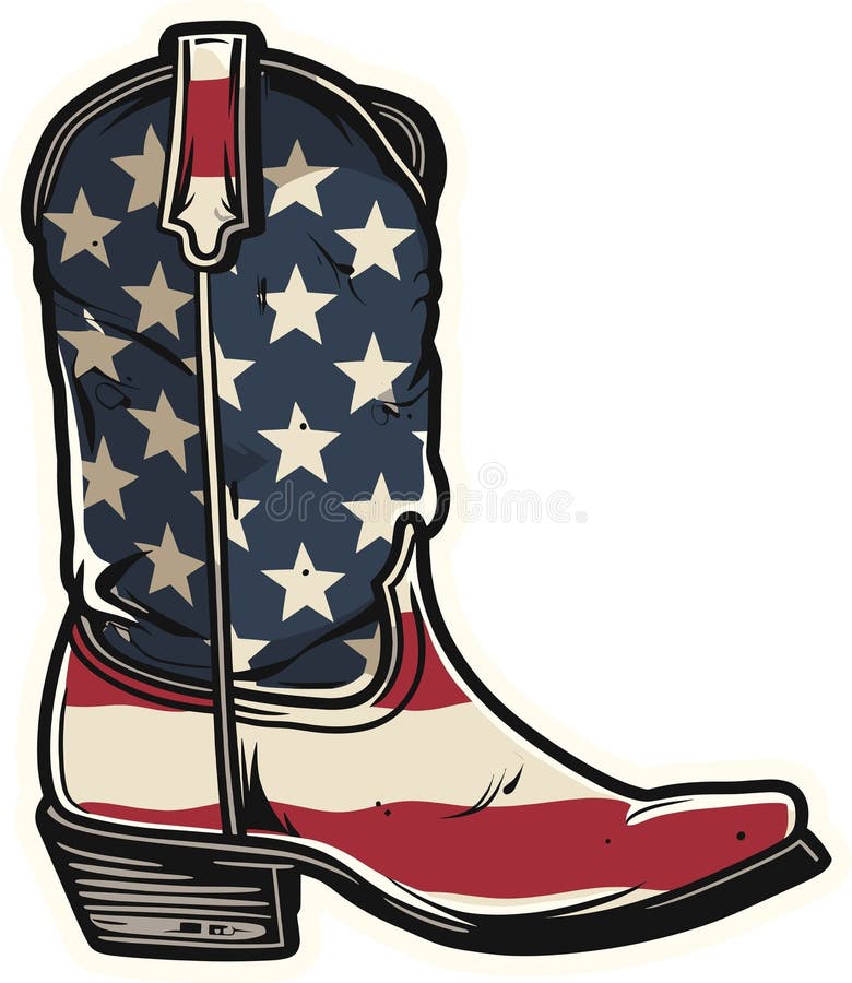 American Flag Cowboy Boot stock illustration. Illustration of national ...