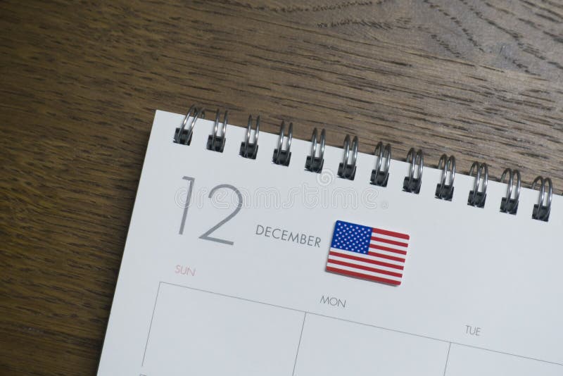 American Flag on December of the Calendar Stock Image - Image of ...