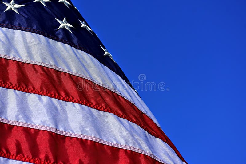 American Flag in the Deep Blue Sky Stock Photo - Image of symbol ...