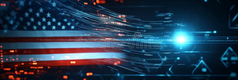 American Flag with Digital Pattern Background Symbolizing Technology ...