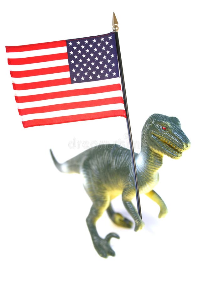 American flag and dinosaur stock photo. Image of carry - 1937624