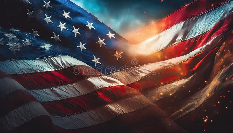 American Flag on a Dramatic Stock Illustration - Illustration of ...