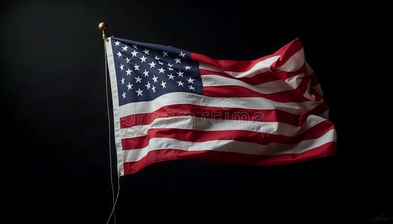 American Flag in Dramatic Studio Lighting Stock Illustration ...